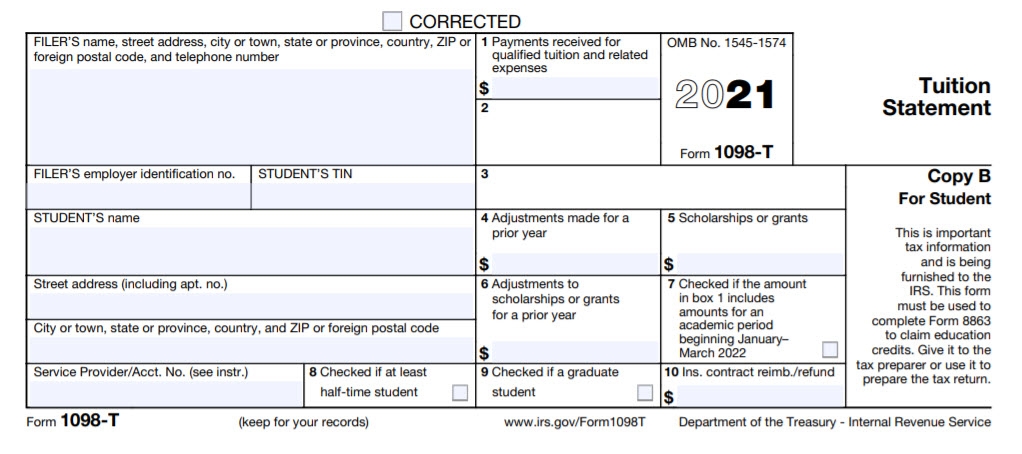 IRS 1098-T Tax Form for 2021 | SUNY Old Westbury